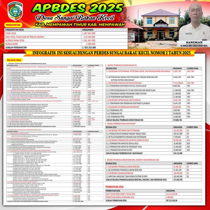 APBDes Tahun 2025 - Desa Sungai Bakau Kecil